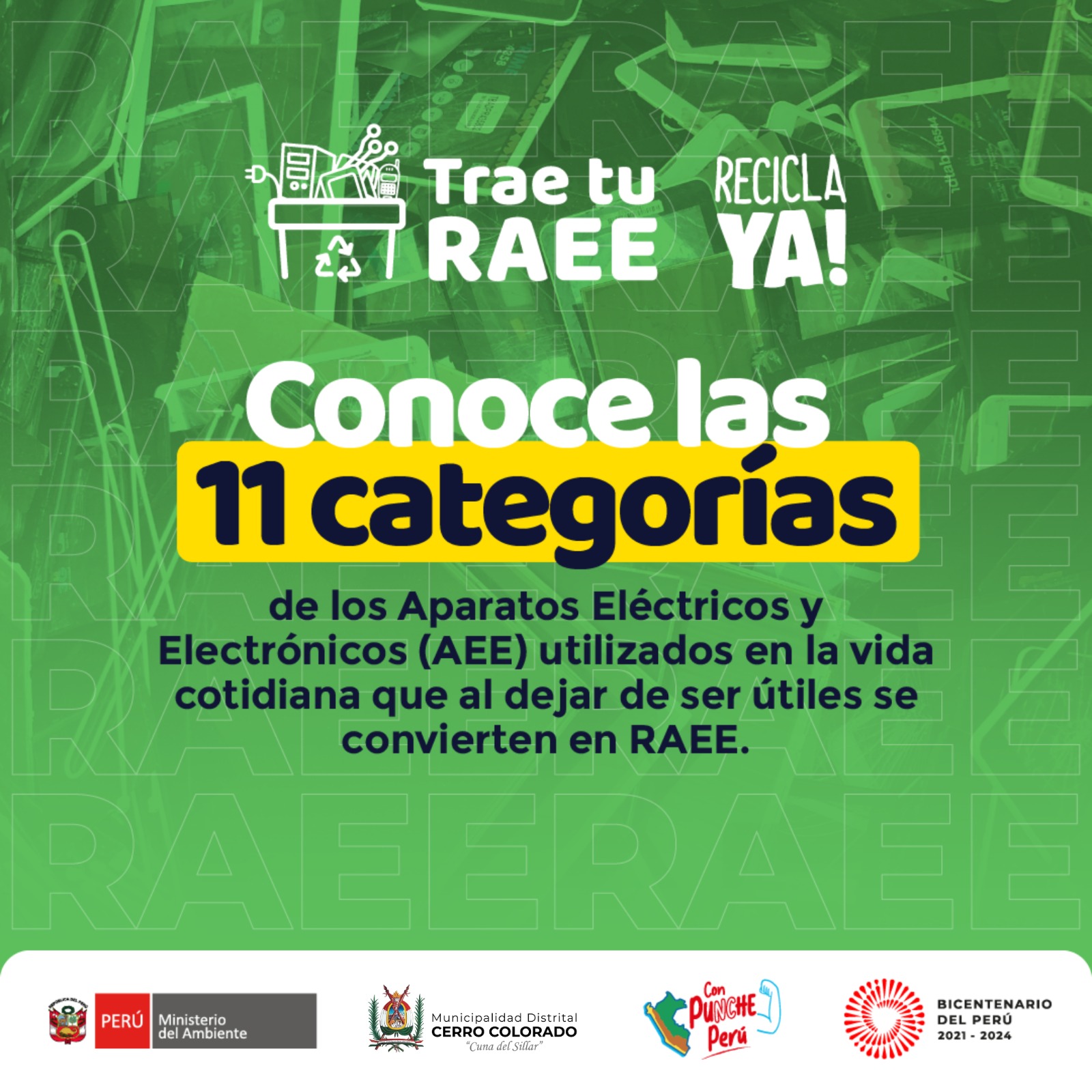 CONOZCAMOS LAS 11 CATEGORÍAS DE RAEE | MUNICIPALIDAD DISTRITAL DE CERRO ...